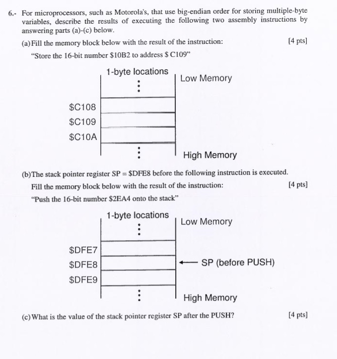 Solved 6- For microprocessors, such as Motorola's, that use | Chegg.com