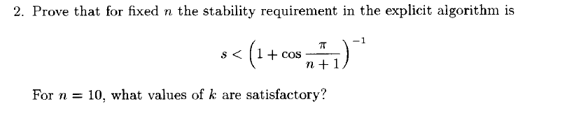 prove that for fixed n the stability requirment in | Chegg.com