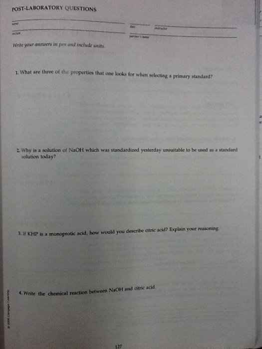 Solved Pre-Laboratory Exercises 1. Define: concentration (no | Chegg.com