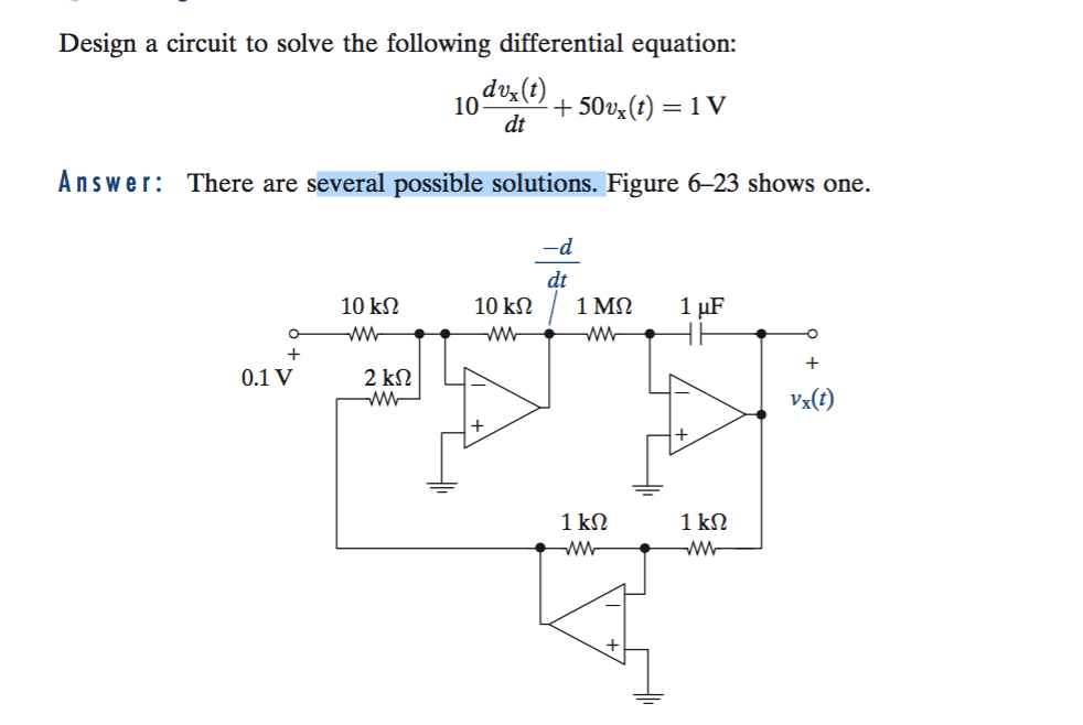 Solved Design a circuit to solve the following differential | Chegg.com