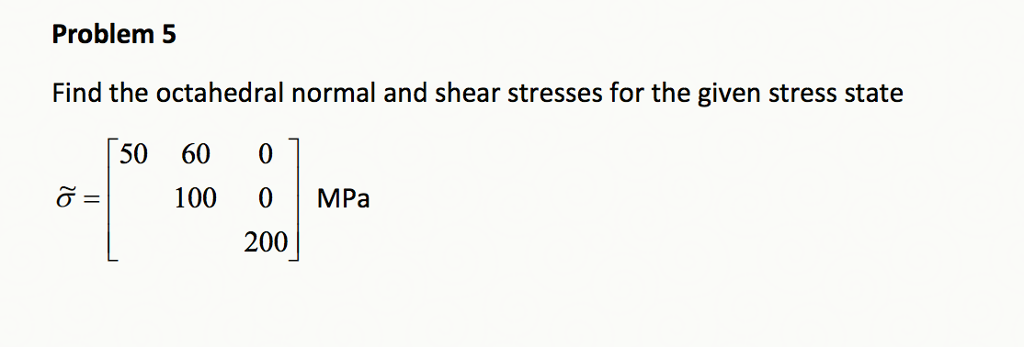 Solved Problem 5 Find the octahedral normal and shear | Chegg.com