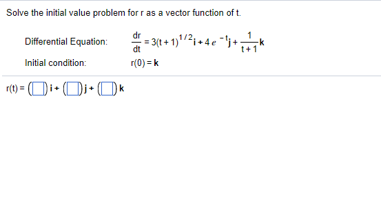 Solved Solve the initial value problem for r as a vector | Chegg.com