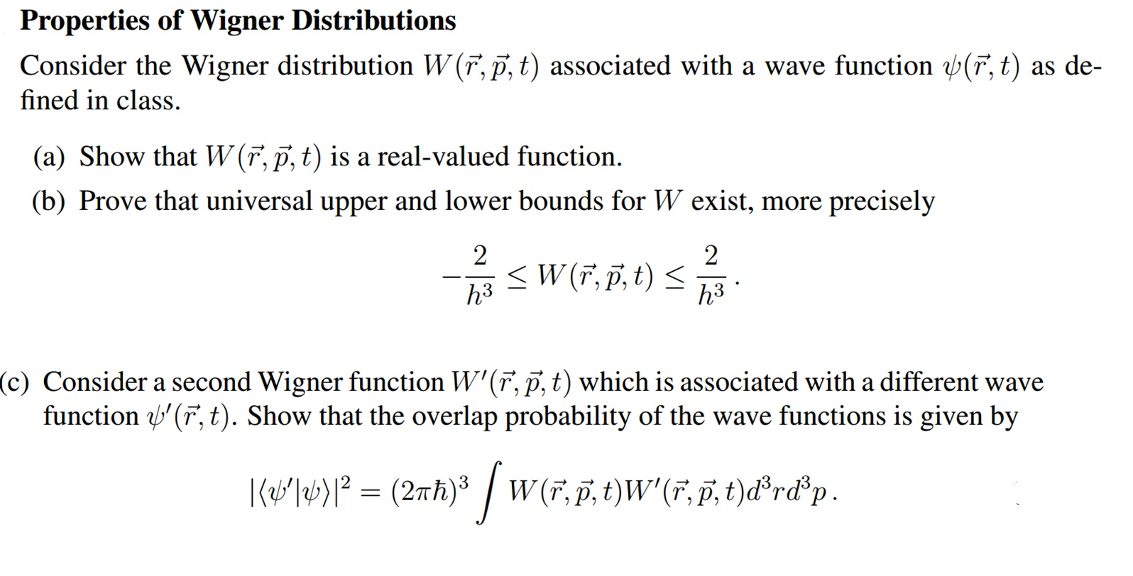 Solved Consider The Wigner Distribution W Right Arrow R