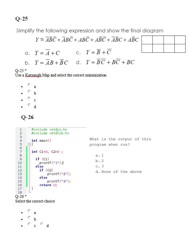 Solved Q-25 Simplify the following expression and show the | Chegg.com