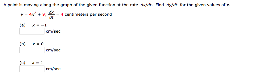 Solved A Point Is Moving Along The Graph Of The Given 