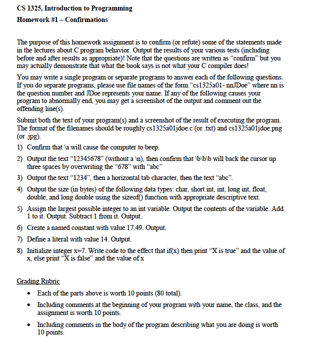 Solved The purpose of this homework assignment is to confirm | Chegg.com