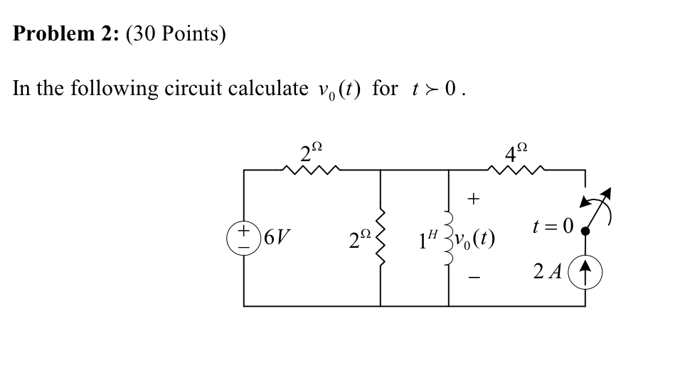 Solved In the following circuit calculate v_0 (t) for t 0. | Chegg.com