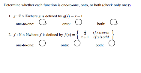 Solved Determine whether each function is one-to-one, onto, | Chegg.com