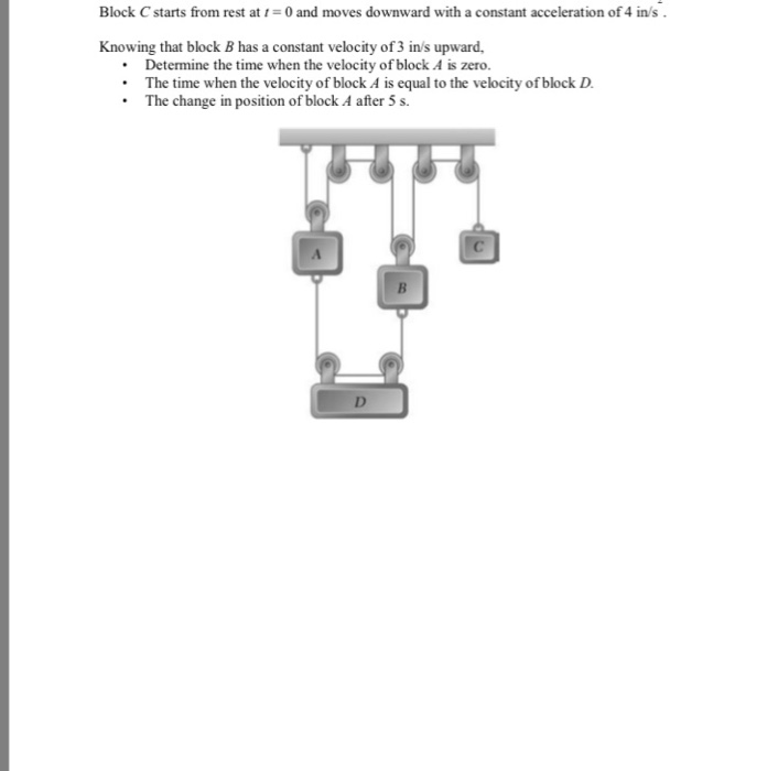 Solved Block C starts from rest at t = 0 and moves downward | Chegg.com