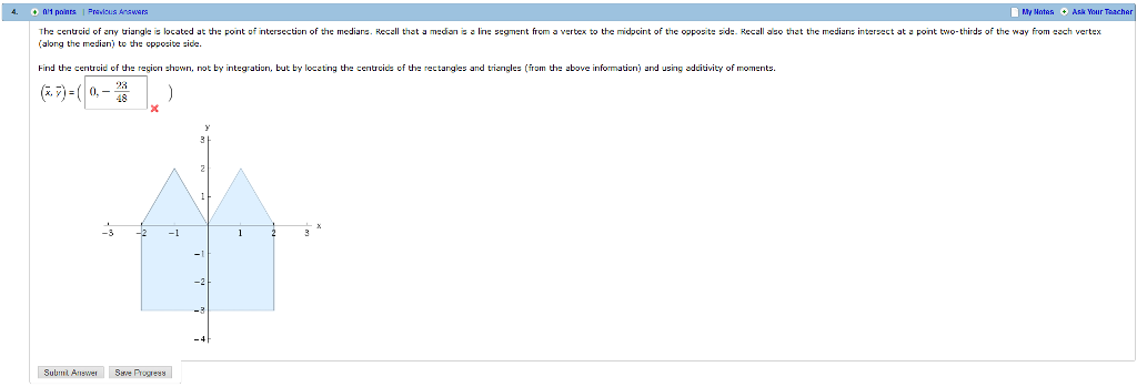 Solved The centroid of any triangle is located at the point | Chegg.com