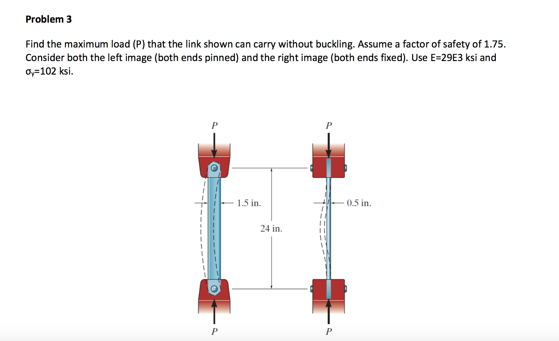 Solved Problem 3 Find the maximum load (P) that the link | Chegg.com
