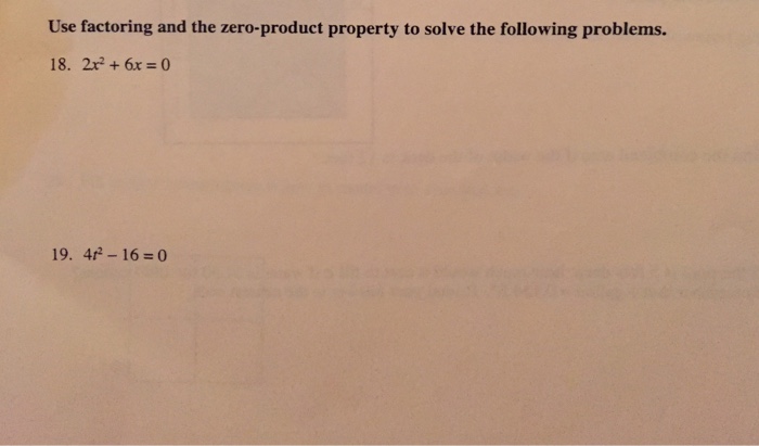 Solved use factoring the zero product property to solve the | Chegg.com