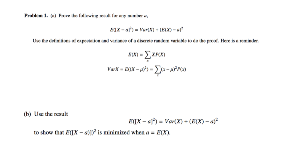 Solved Prove the following result for any number a, E([X ? | Chegg.com