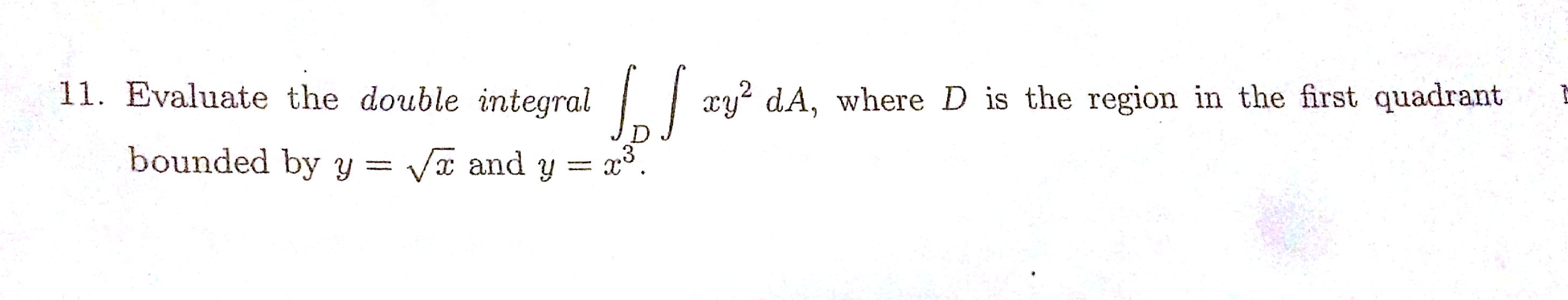 Solved Evaluate the double integral D xy^2 dA, where D is | Chegg.com