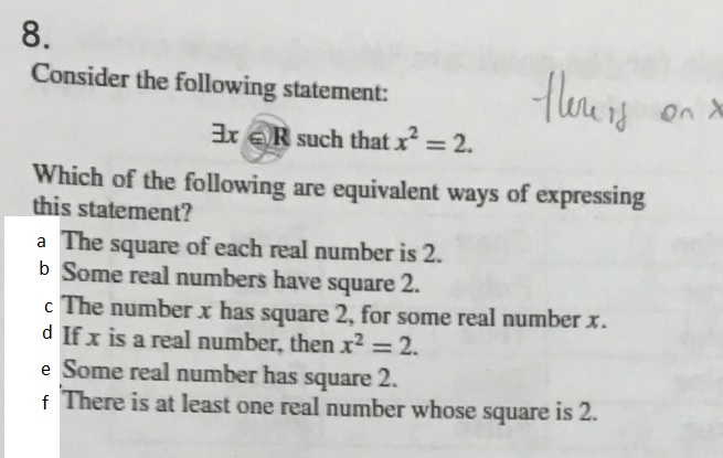 Solved Consider the following statement: exist x elementof | Chegg.com