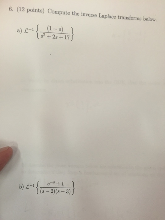 Solved Compute the inverse Laplace transforms below. | Chegg.com