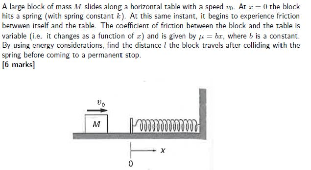 Solved A large block of mass M slides along a horizontal | Chegg.com