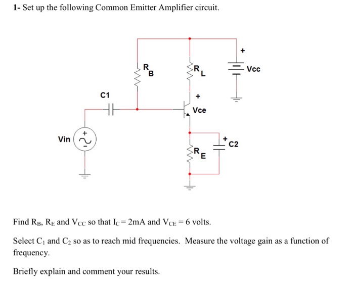 Solved Set up the following Common Emitter Amplifier | Chegg.com