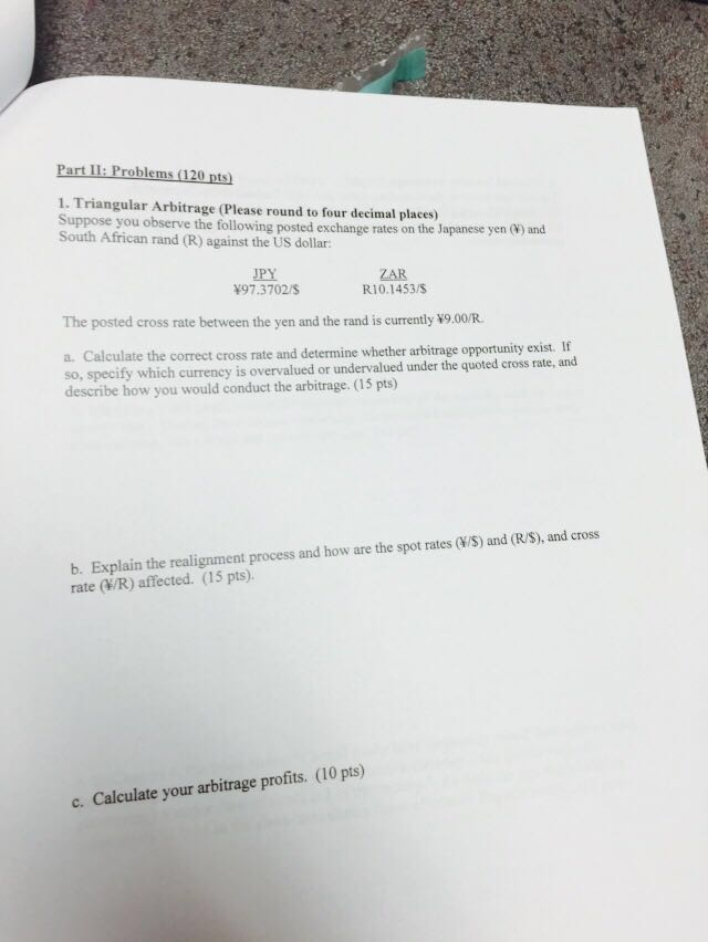 Solved bl ms 1. Triangular Arbitrage (Please round to four | Chegg.com