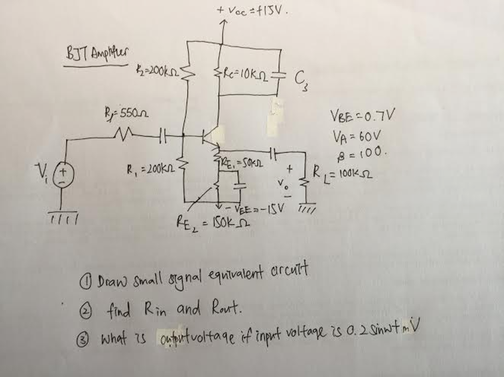 Solved Draw small signal equivalent circuit Find R_in and | Chegg.com