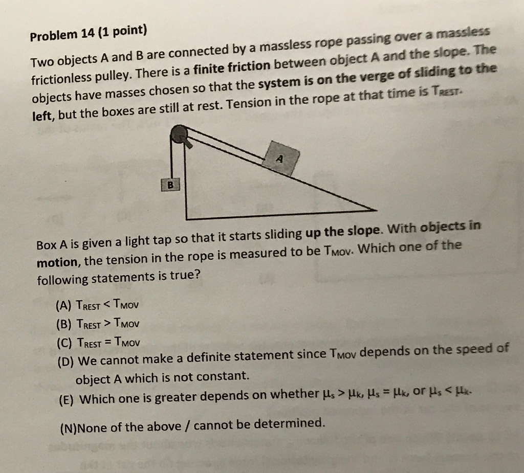 Solved Problem 14 (1 point) Two objects A and B are | Chegg.com