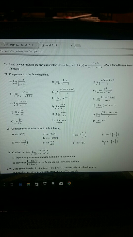 Solved × \ D Math 207 . Fall 2017-Tr x / D sample! pdf | Chegg.com