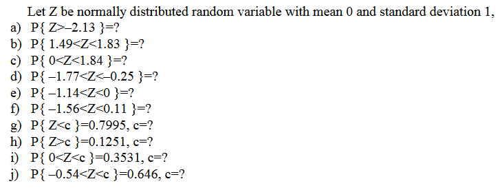 Solved Let Z be normally distributed random variable with | Chegg.com