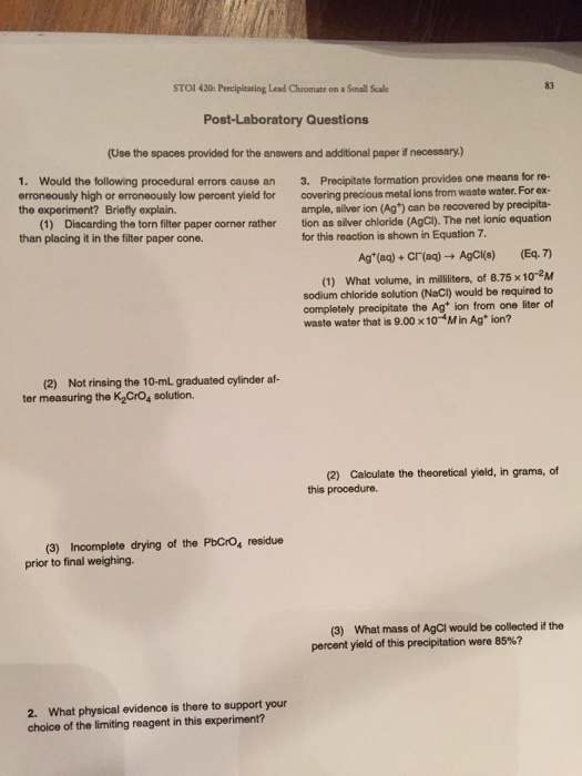 Solved 1. Would the following procedural errors cause an | Chegg.com