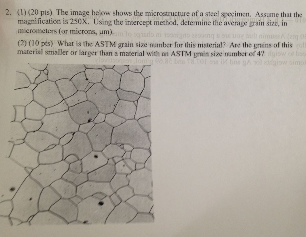 2. (1)The image below shows the microstructure of a | Chegg.com