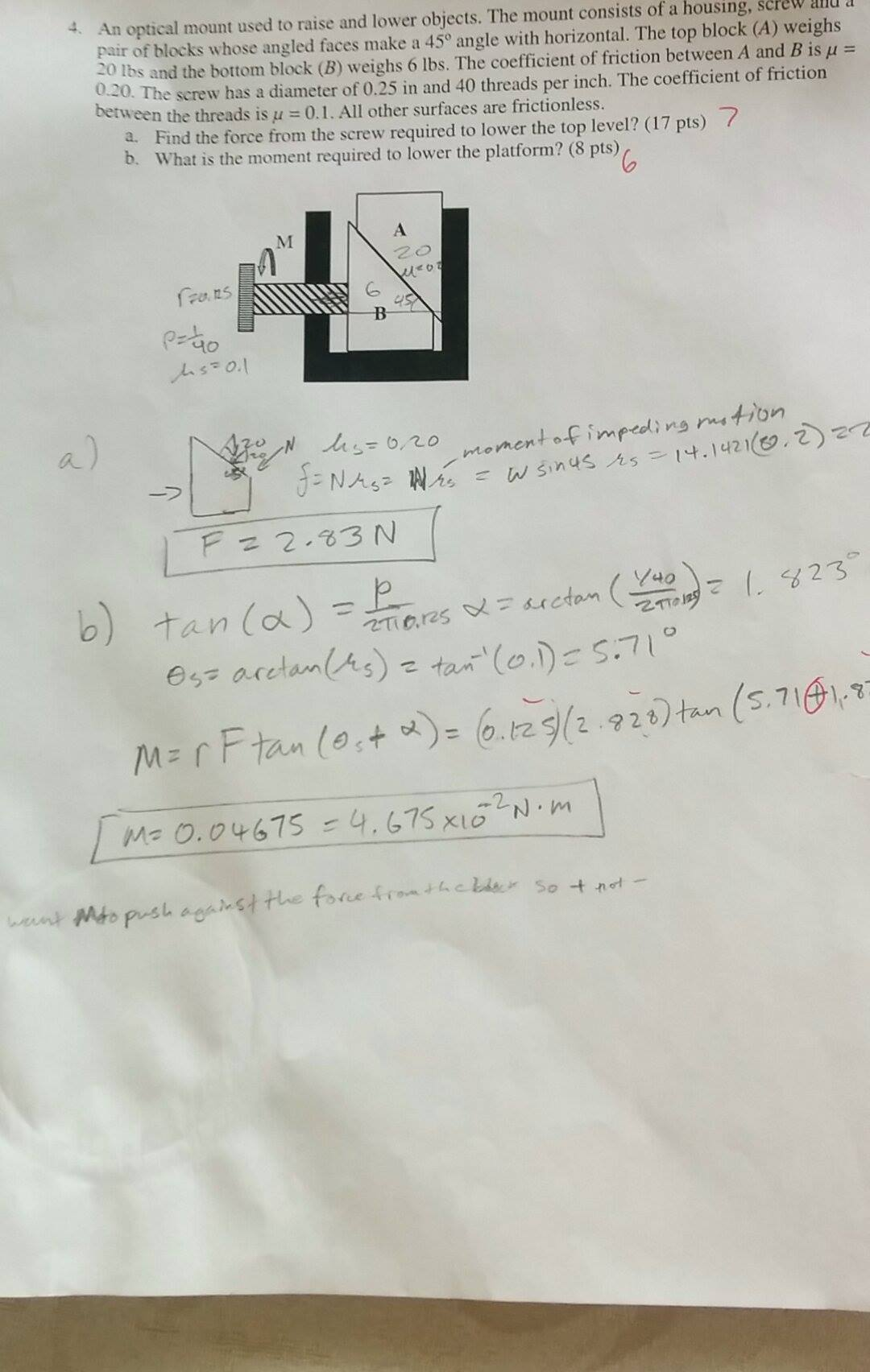 Solved An optical mountP used to raise and Iower objects. | Chegg.com