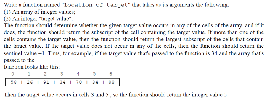 Solved Write a function named "location_of_target" that | Chegg.com