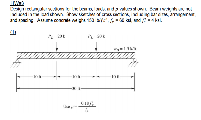 Solved HW#3 Design rectangular sections for the beams, | Chegg.com