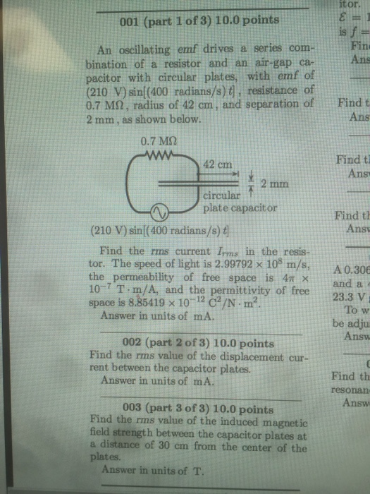 Solved An oscillating emf drives a series combination of a | Chegg.com
