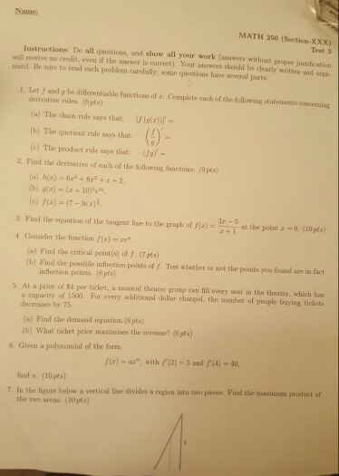 Solved Name: MATH 250 (Section-XXX) Test 3 Instructions: Do | Chegg.com