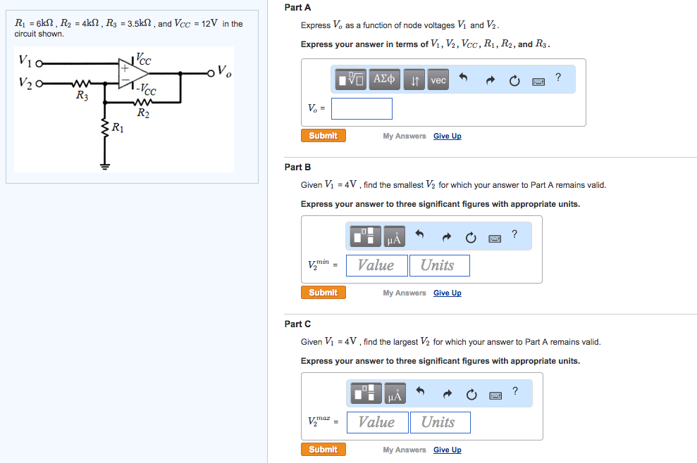 Solved R1=6k omega, R2=4k omega, R3= 3.5 k omega, and Vcc = | Chegg.com