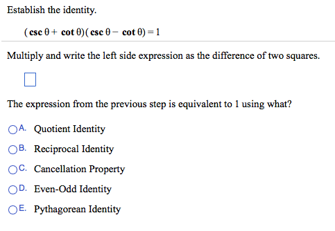 Solved Establish the identity. (csc theta + cot theta)(csc | Chegg.com