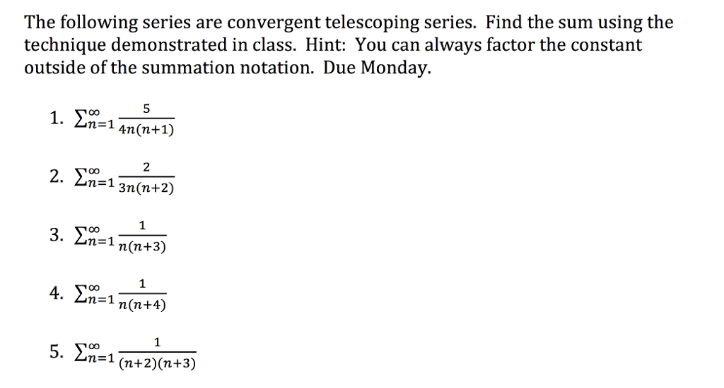 Solved The following series are convergent telescoping | Chegg.com