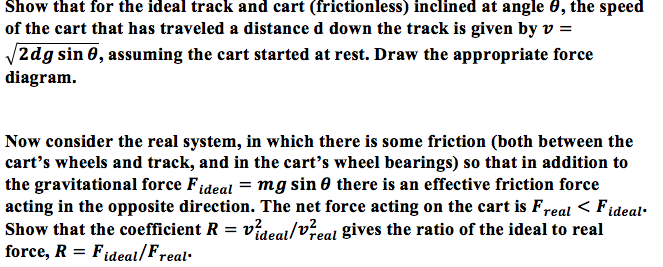 Solved Show that for the ideal track and cart (frictionless) | Chegg.com