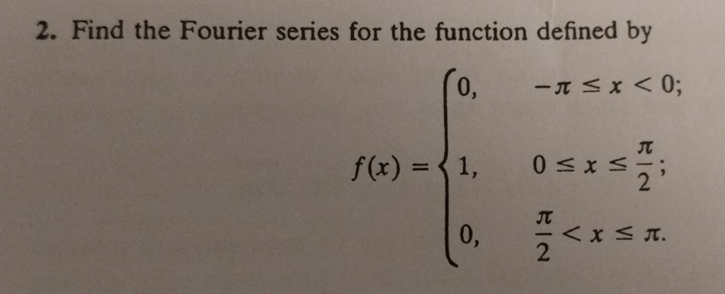 Solved Find the Fourier series for the function defined by | Chegg.com