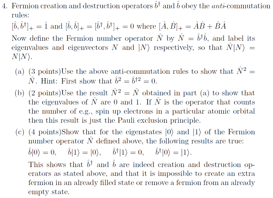 Solved Fermion creation and destruction operators b^and b | Chegg.com