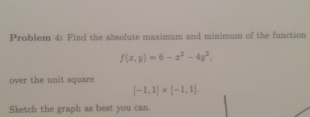 Solved Problem 4: Find the absolute maximum and minimum of | Chegg.com