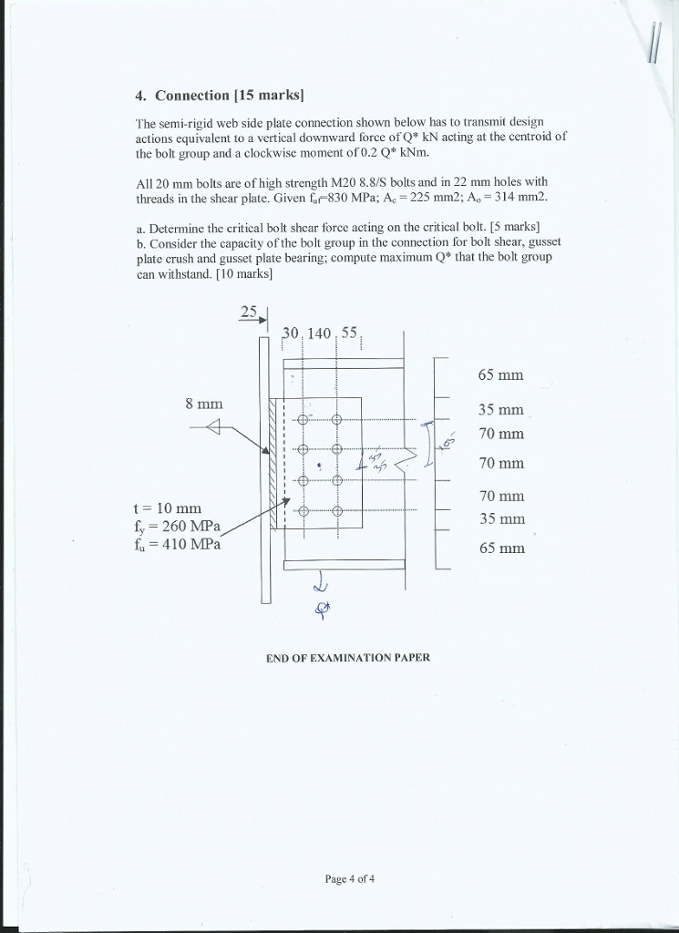 Solved 4. Connection [15 marks] The semi-rigid web side | Chegg.com