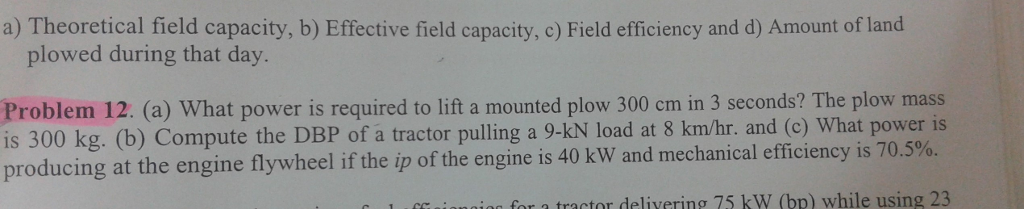 a) Theoretical field capacity, b) Effective field | Chegg.com