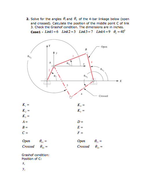 Solved Solve for the angles Theta3 and Theta4 of the 4-bar | Chegg.com