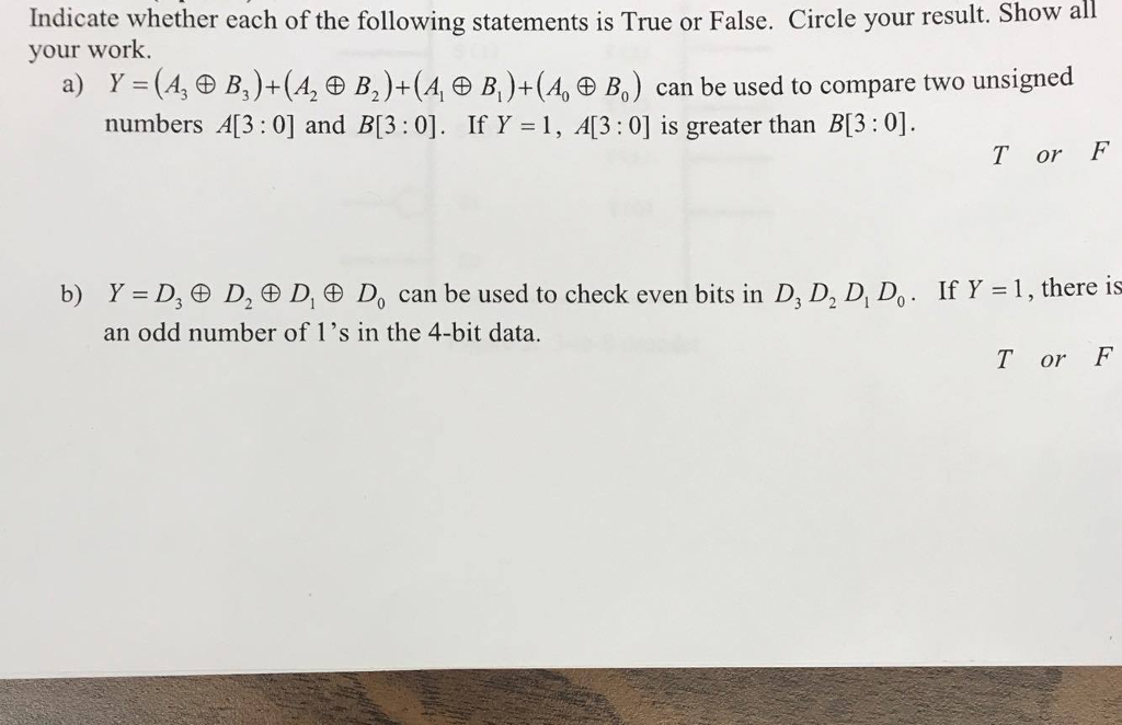 Solved all Indicate whether each of the following statements | Chegg.com