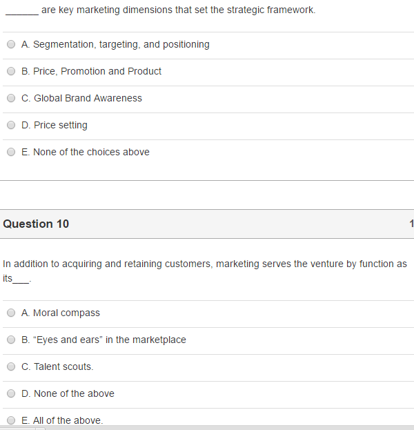 Solved Are key marketing dimensions that set the strategic | Chegg.com