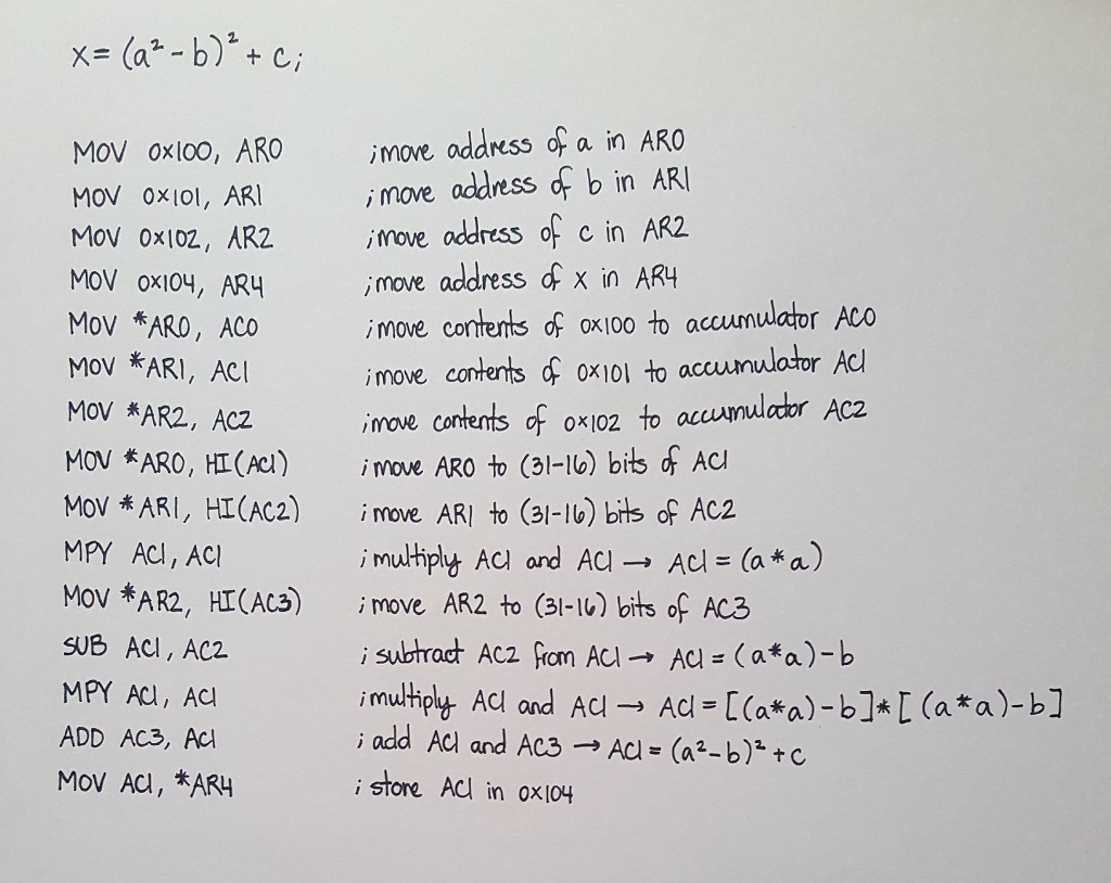 Solved Write the C55x assembly code the following C snippet | Chegg.com