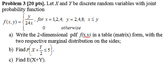 Solved Let X and Y be discrete random variables with joint | Chegg.com Solved Let X and Y be discrete random variables with joint | Chegg.com