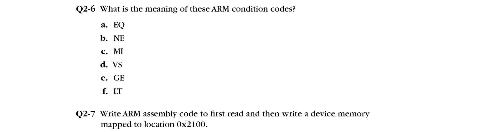 Solved Q2-6 What is the meaning of these ARM condition | Chegg.com