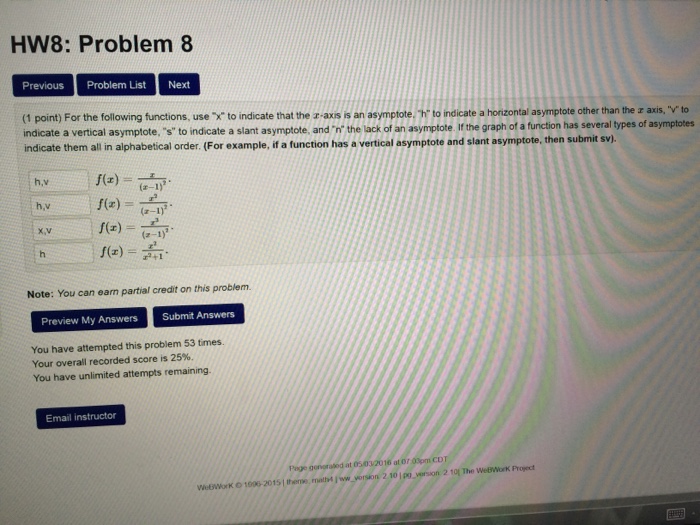 Solved HW8: Problem 8 Previous Problem List Next to indicate | Chegg.com